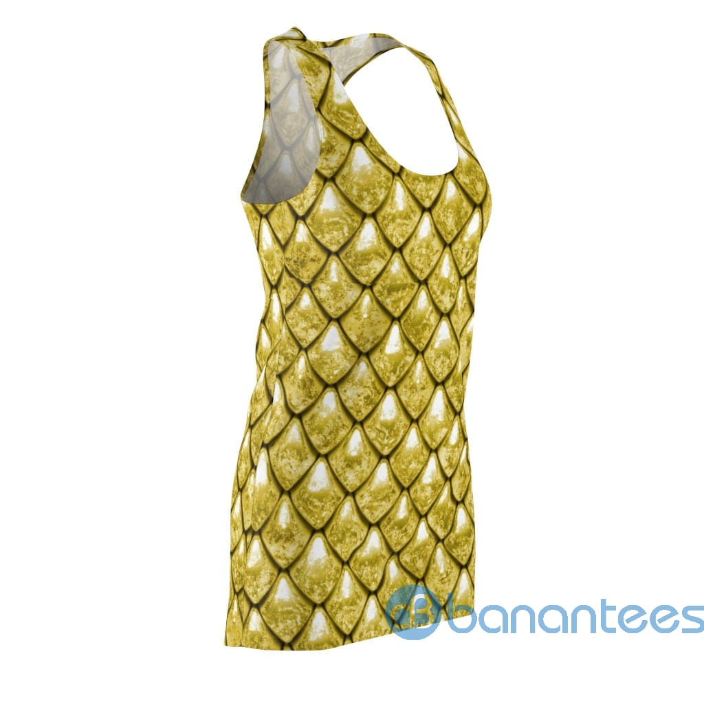 Gold Dragon Scales All Over Printed Racerback Dress For Women - Banantees