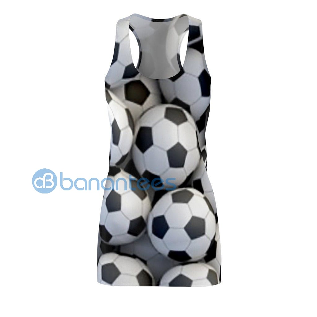 Soccer Ball All Over Printed Racerback Dress For Women - Banantees