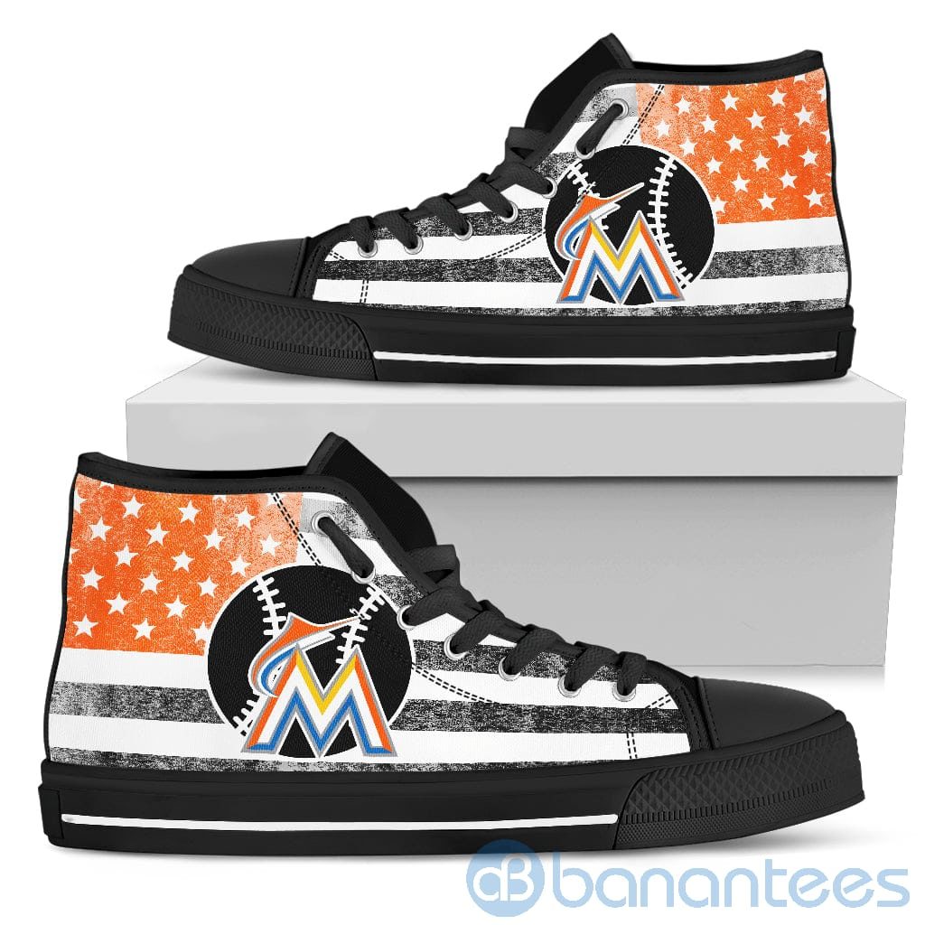 American Flag Style Miami Marlins High Top Shoes - Banantees