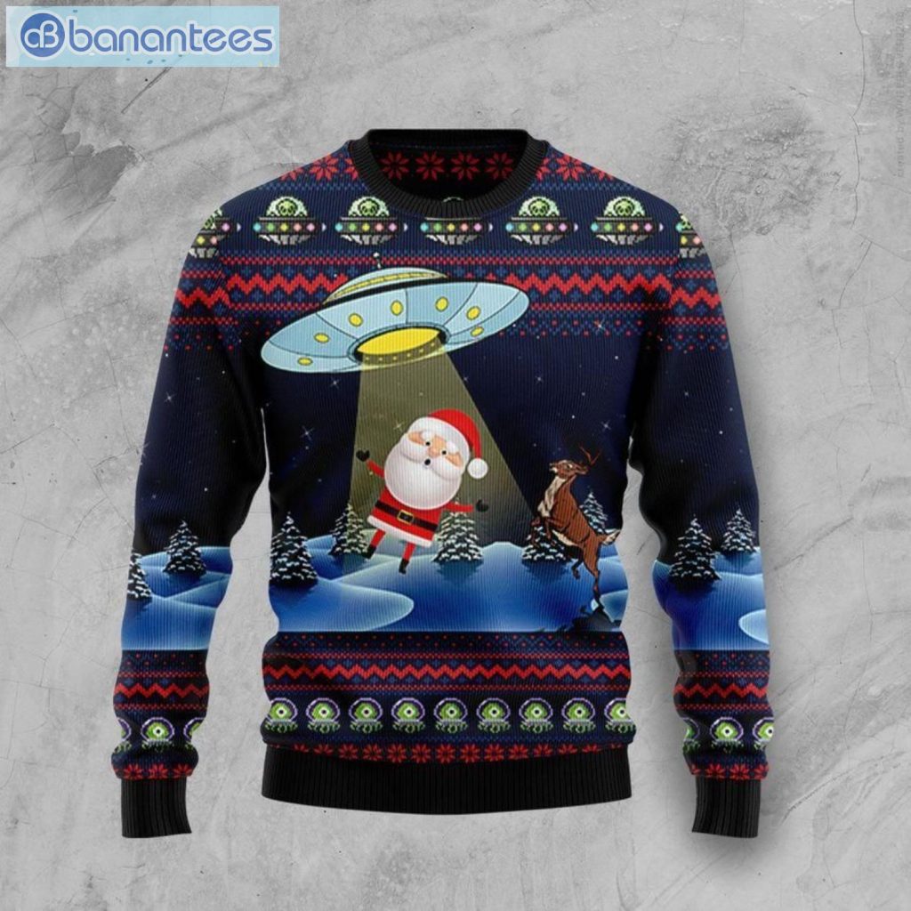 Alien And Santa Knitting Pattern Christmas Ugly Sweater - Banantees
