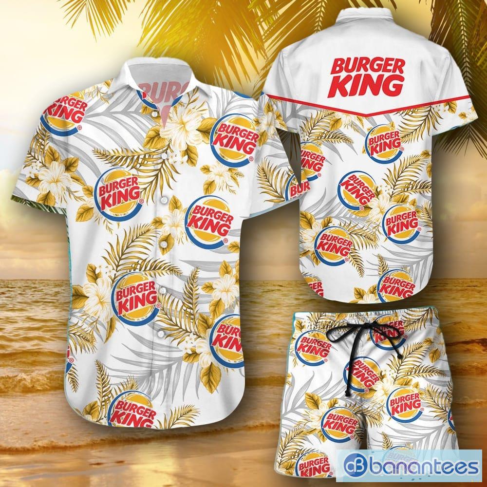 Burger King Tropical Flower Aloha Hawaiian Shirts and short - Banantees