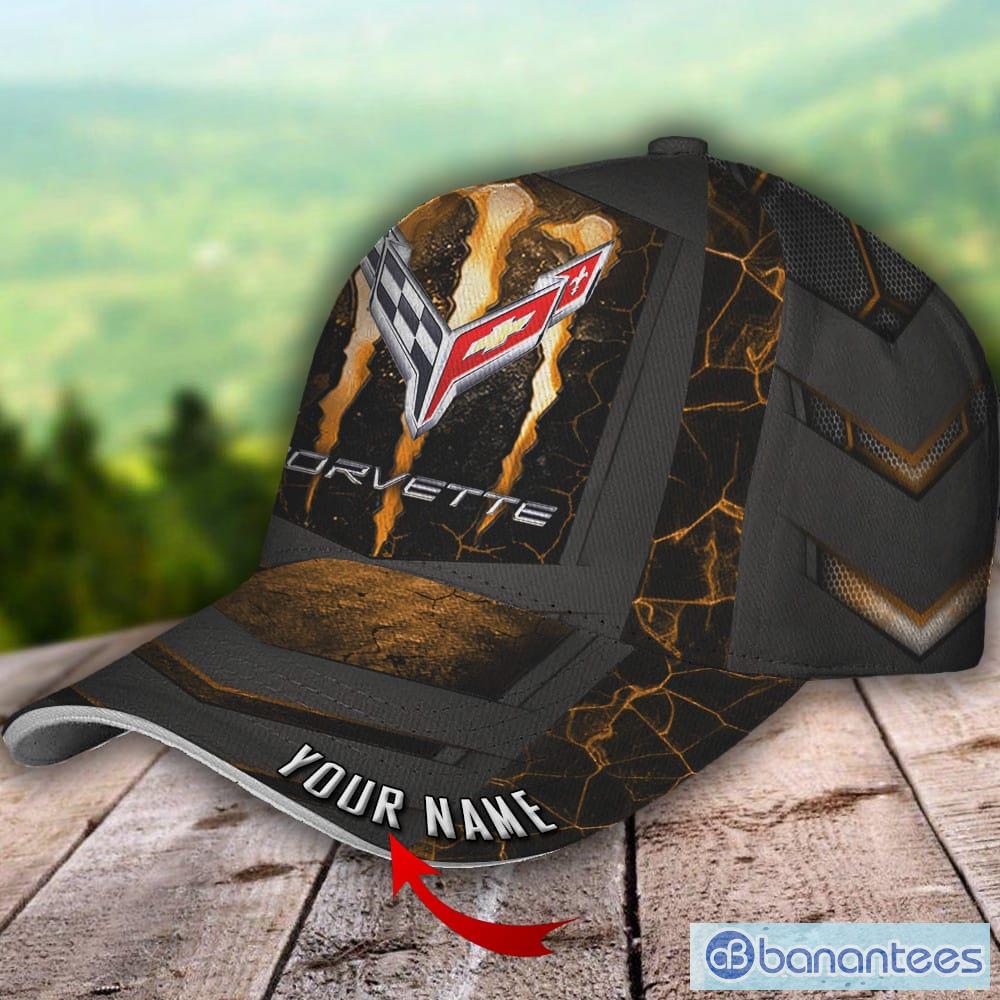Chevrolet Corvette Logo Orange Monster Car Hat Cap Custom Name - Banantees