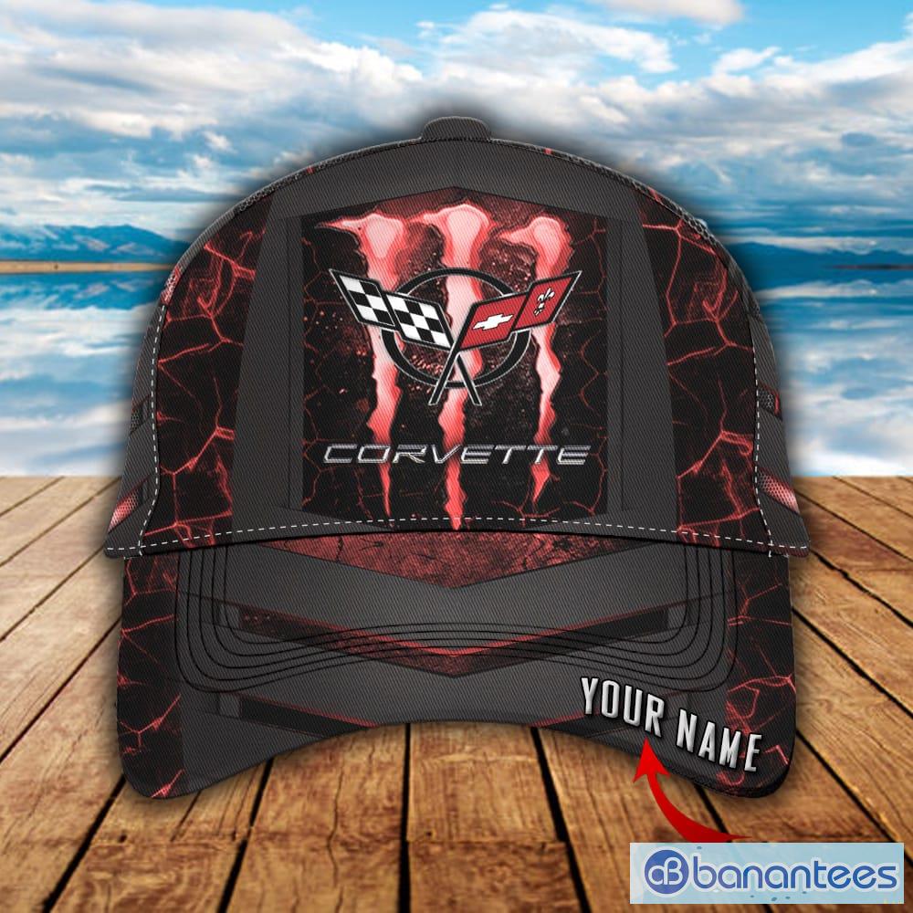 Corvette C5 Logo Red Monster Car Hat Cap Custom Name - Banantees