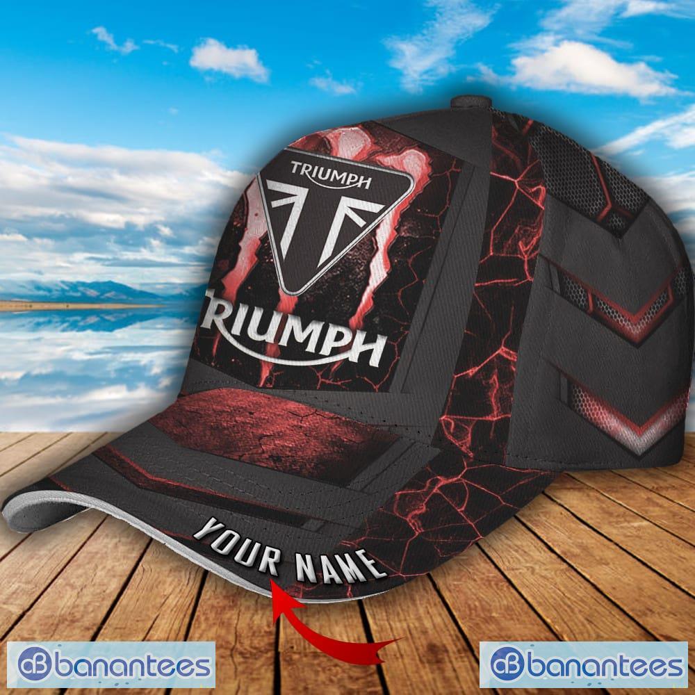 Custom Name Triumph Motorcycles Logo Red Monster Hat Cap - Banantees