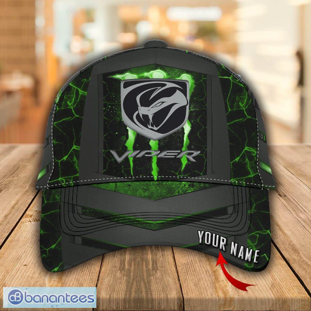 Dodge Viper Logo Green Monster Car Hat Cap Custom Name - Banantees