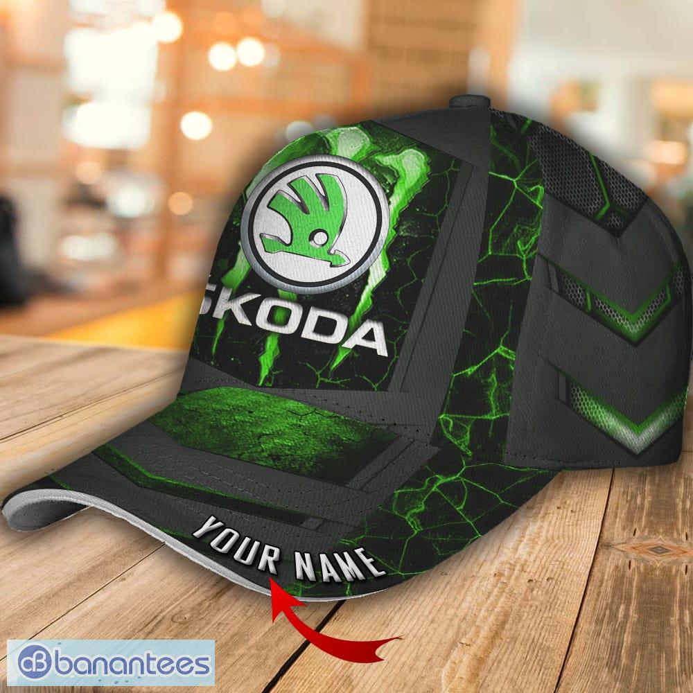 Skoda Auto Logo Green Monster Car Hat Cap Custom Name - Banantees