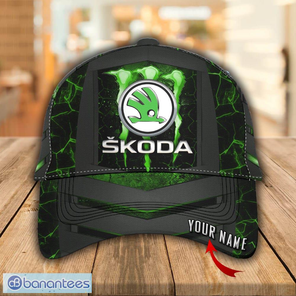 Skoda Auto Logo Green Monster Car Hat Cap Custom Name - Banantees
