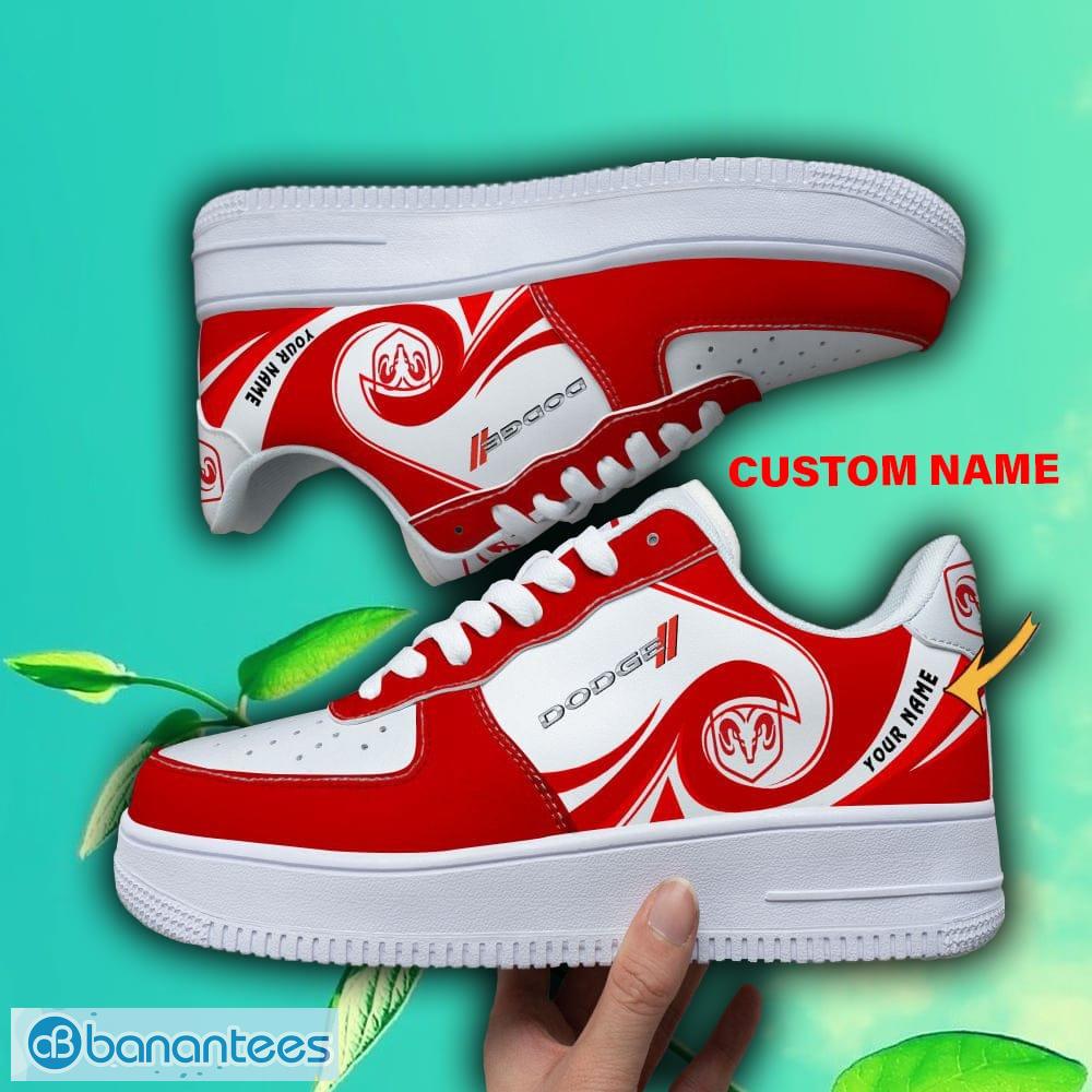 Racing Car Dodge Logo Custom Name White Air Force 1 Mid Top For Men And ...