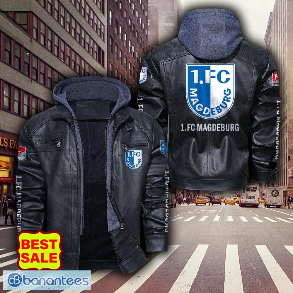 Bundesliga 1 FC Magdeburg Club Logo 1 Black Brown Leather Jacket For ...