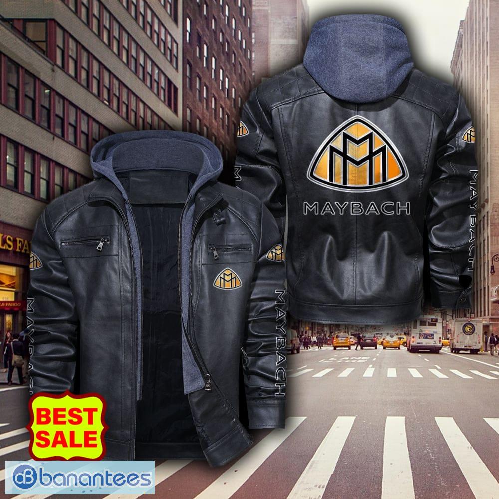 Car Racing Maybach Style 2 Logo Black And Brown Leather Jacket Men ...