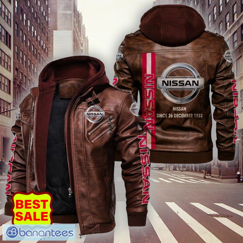 Car Racing Nissan Fans Style 9 Logo Black And Brown Leather Jacket Men ...