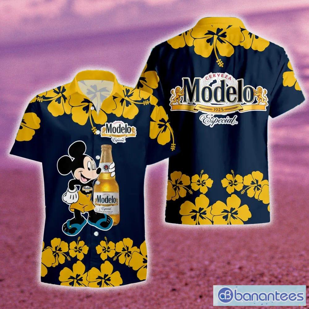 Modelo Beer Mickey Mouse Hibicus Flower Gift Hawaiian Set Shirt And ...