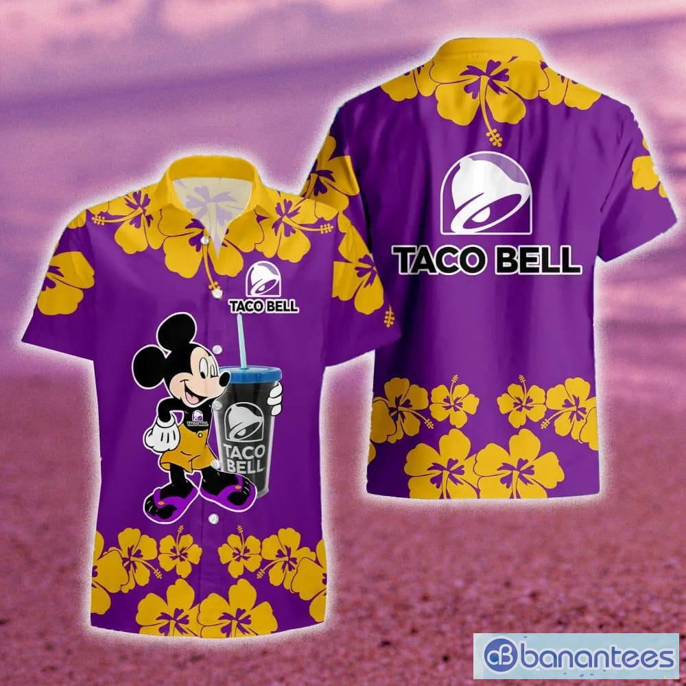 Taco Bell Mickey Mouse Hibicus Flower Gift Hawaiian Set Shirt And Short ...