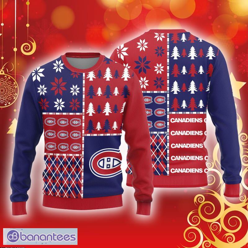 Montreal Canadiens Logo Knitted Pine Trees Pattern Ugly Christmas ...