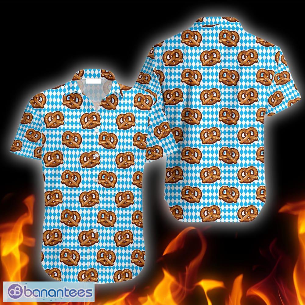 Oktoberfest Pretzels Blue Checkered Pattern Hawaiian Shirt - Banantees