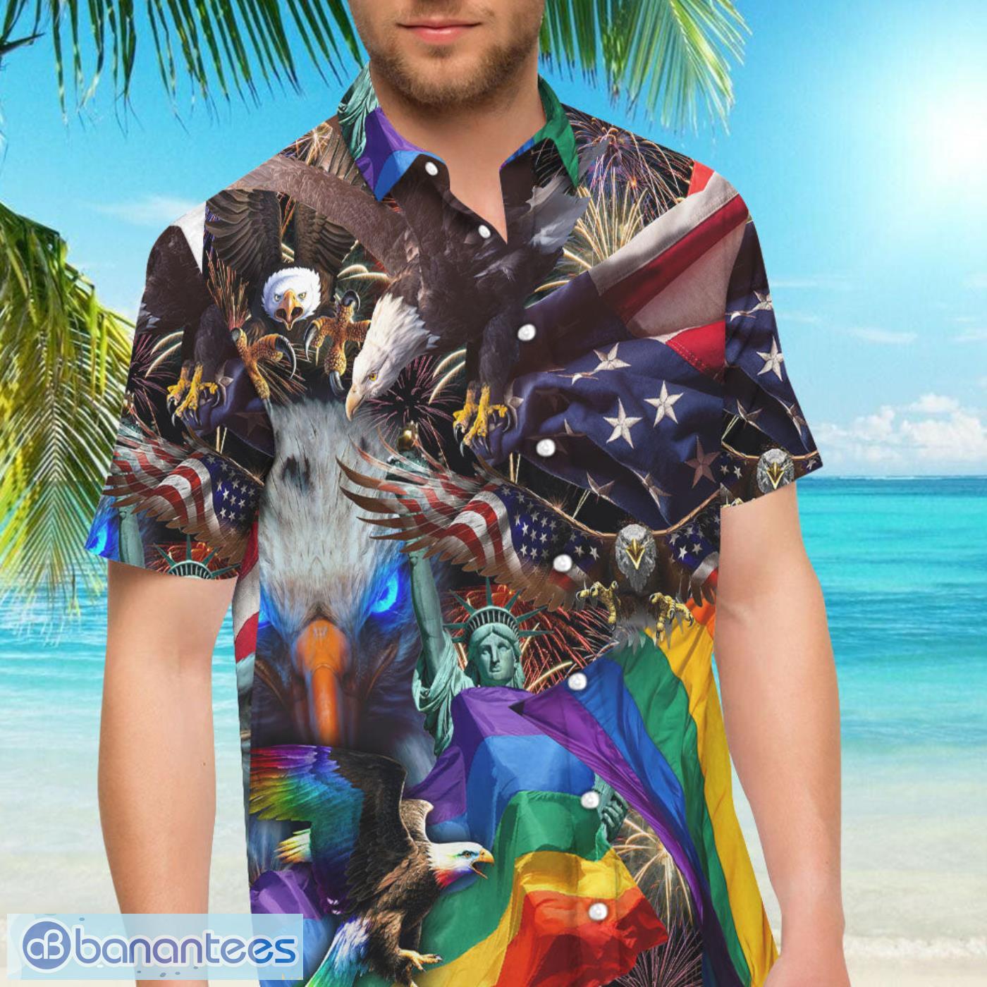 LGBT Eagle Pride Flag America Rainbow Gay Combo Hawaiian Shirt And ...