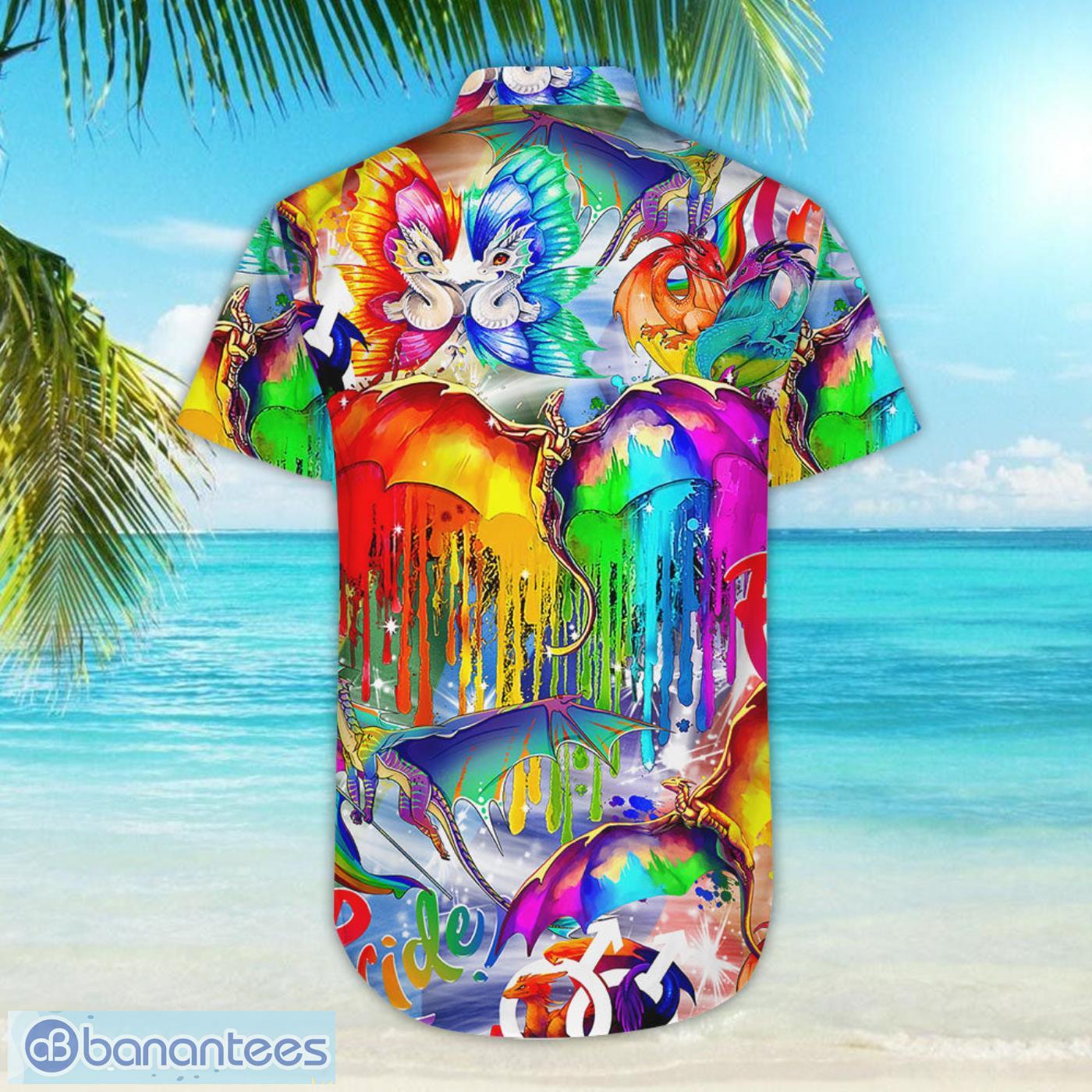 LGBTQ Rainbow Dragon LGBT Pride Combo Hawaiian Shirt And Shorts - Banantees