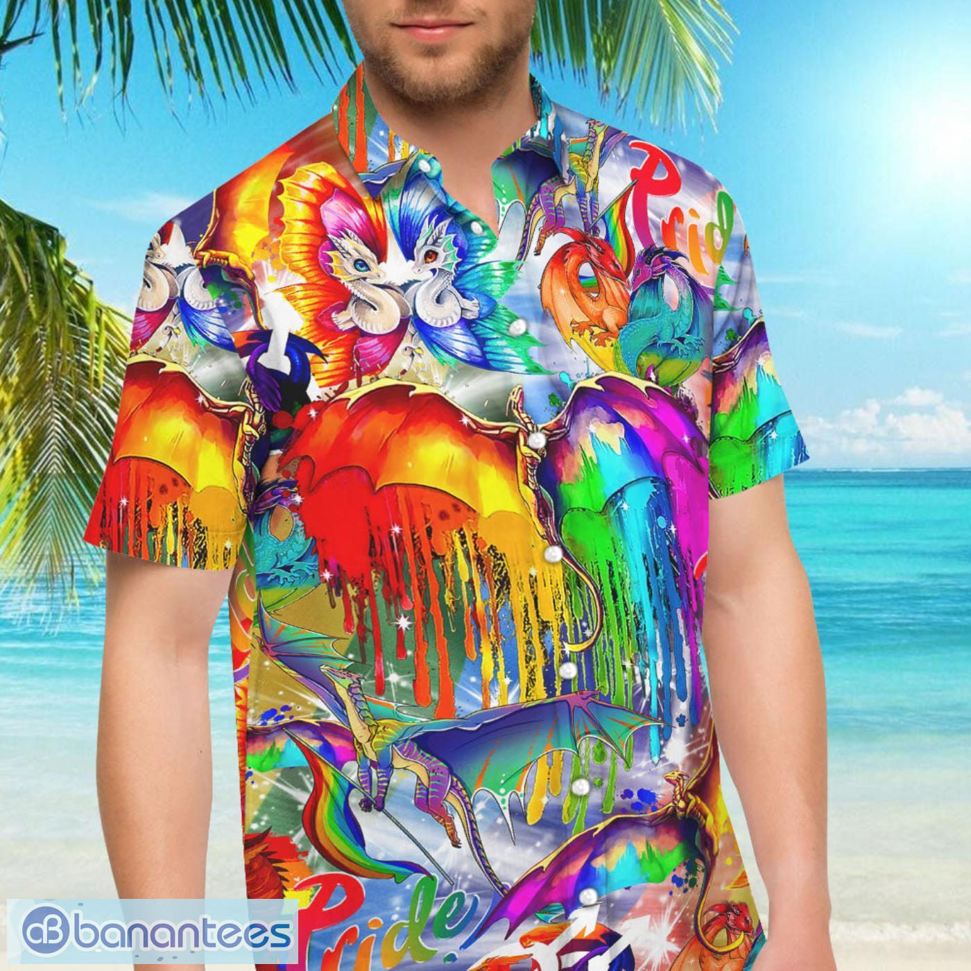 LGBTQ Rainbow Dragon LGBT Pride Combo Hawaiian Shirt And Shorts - Banantees