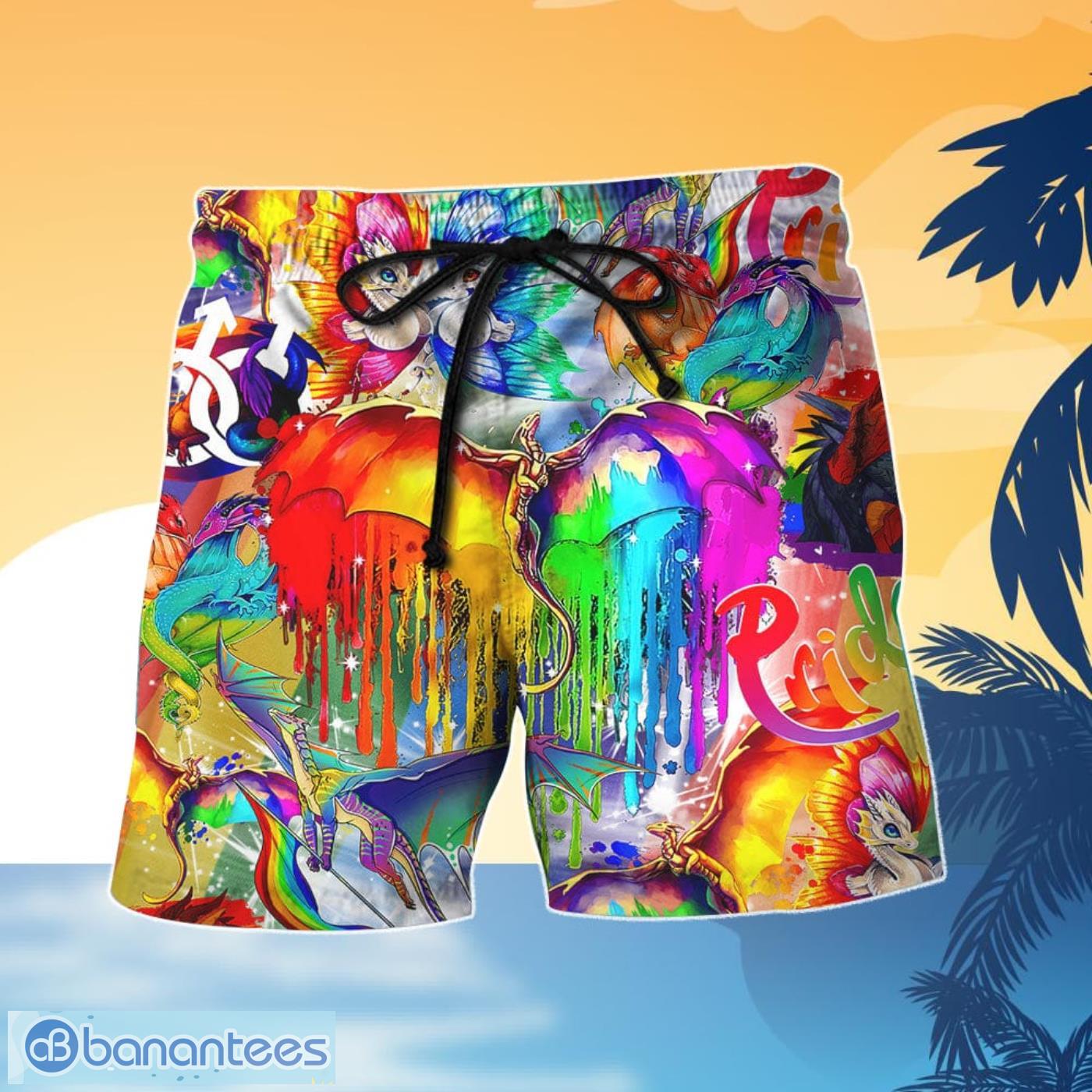LGBTQ Rainbow Dragon LGBT Pride Combo Hawaiian Shirt And Shorts - Banantees