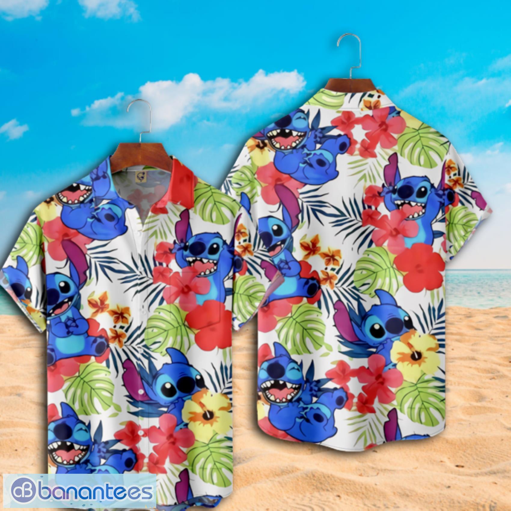 Lilo & Stitch Tees Lilo & Stitch And Tropical Flowers Hawaiian Shirt ...