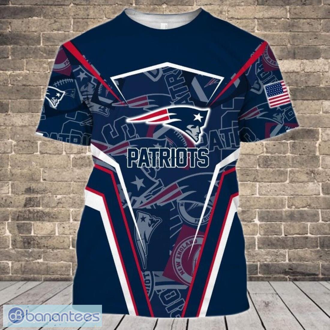 New England Patriots Logo American Flag 3D T-Shirts - Banantees