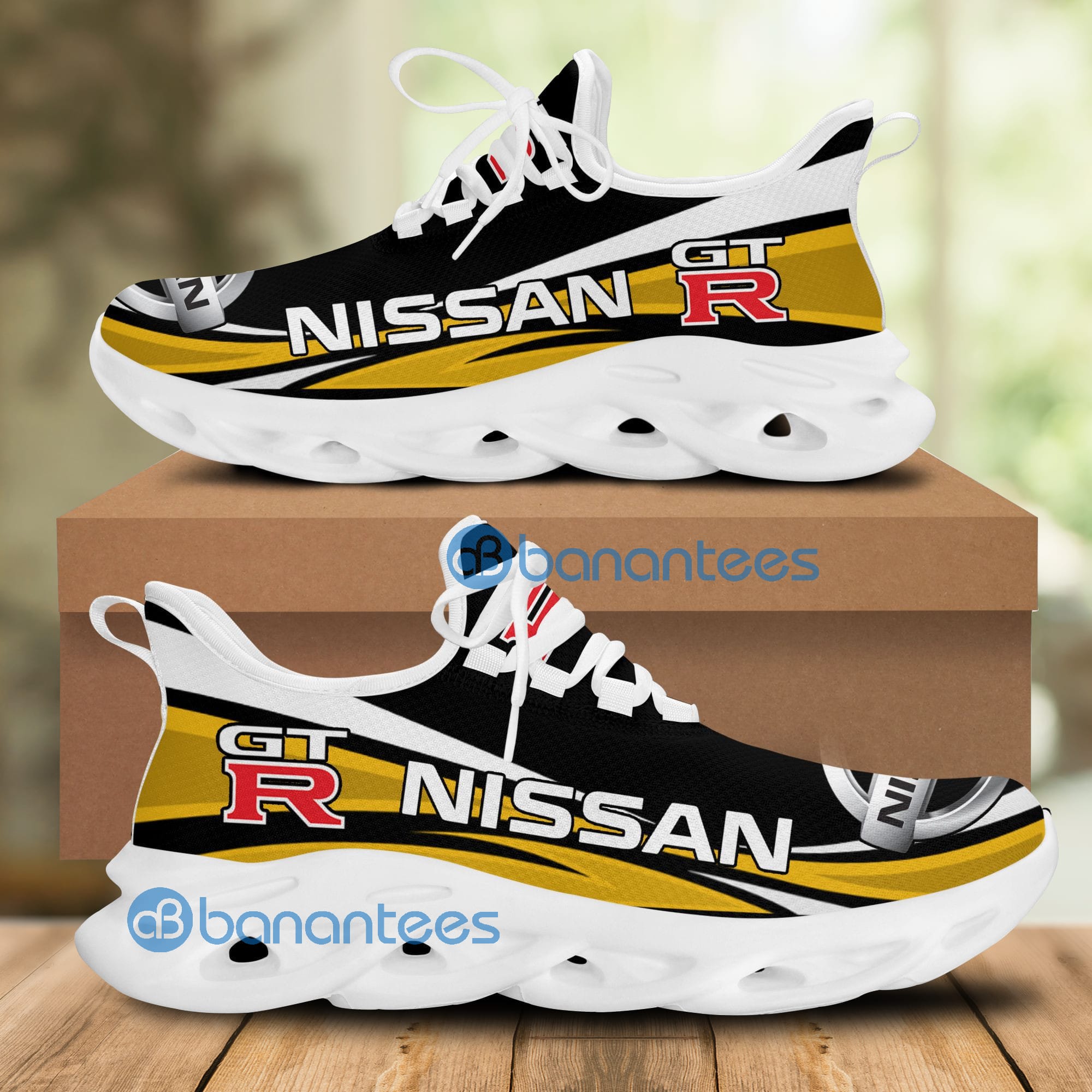Nissan Gtr Bs Running Shoes Black And Yellow Max Soul Shoes - Banantees
