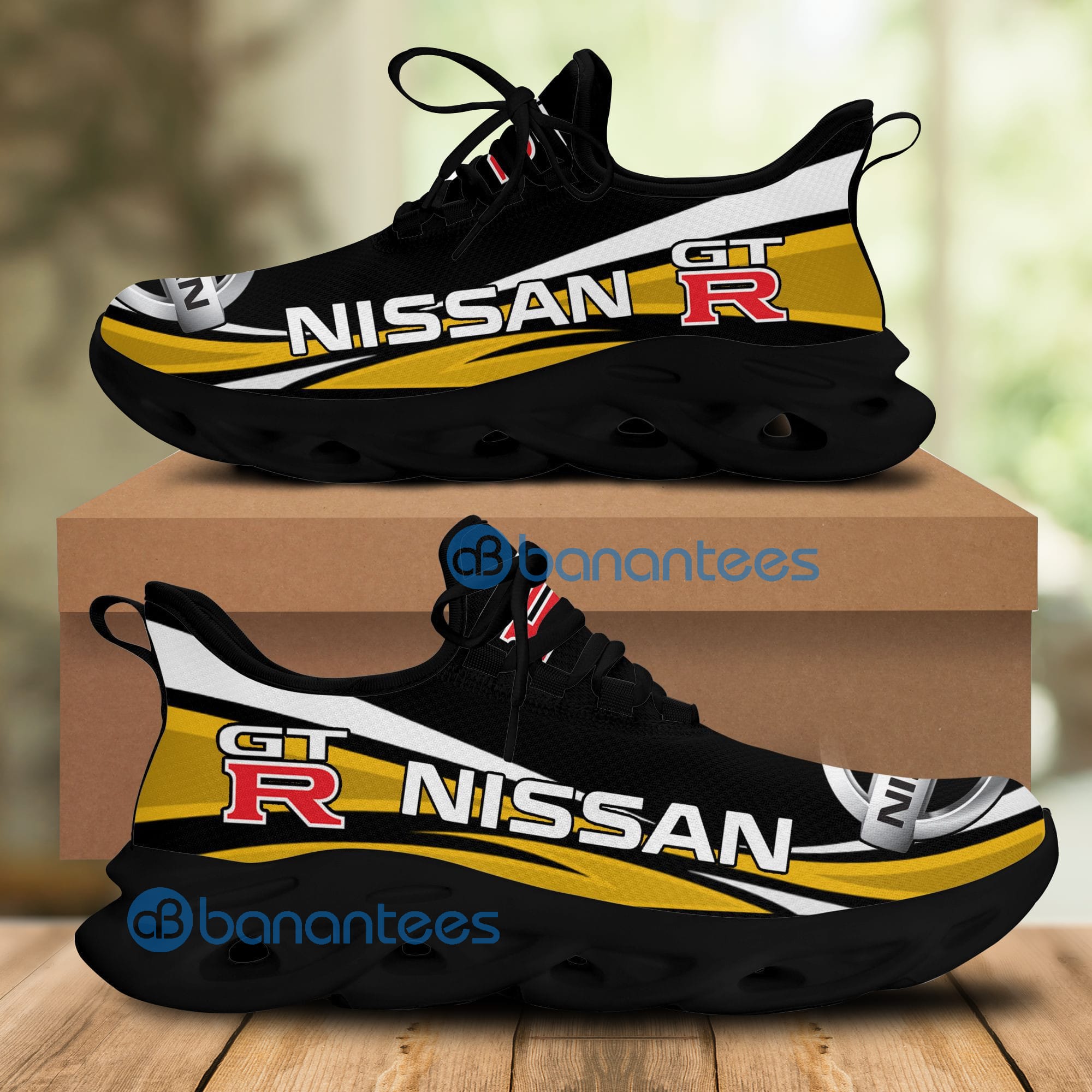 Nissan Gtr Bs Running Shoes Black And Yellow Max Soul Shoes - Banantees