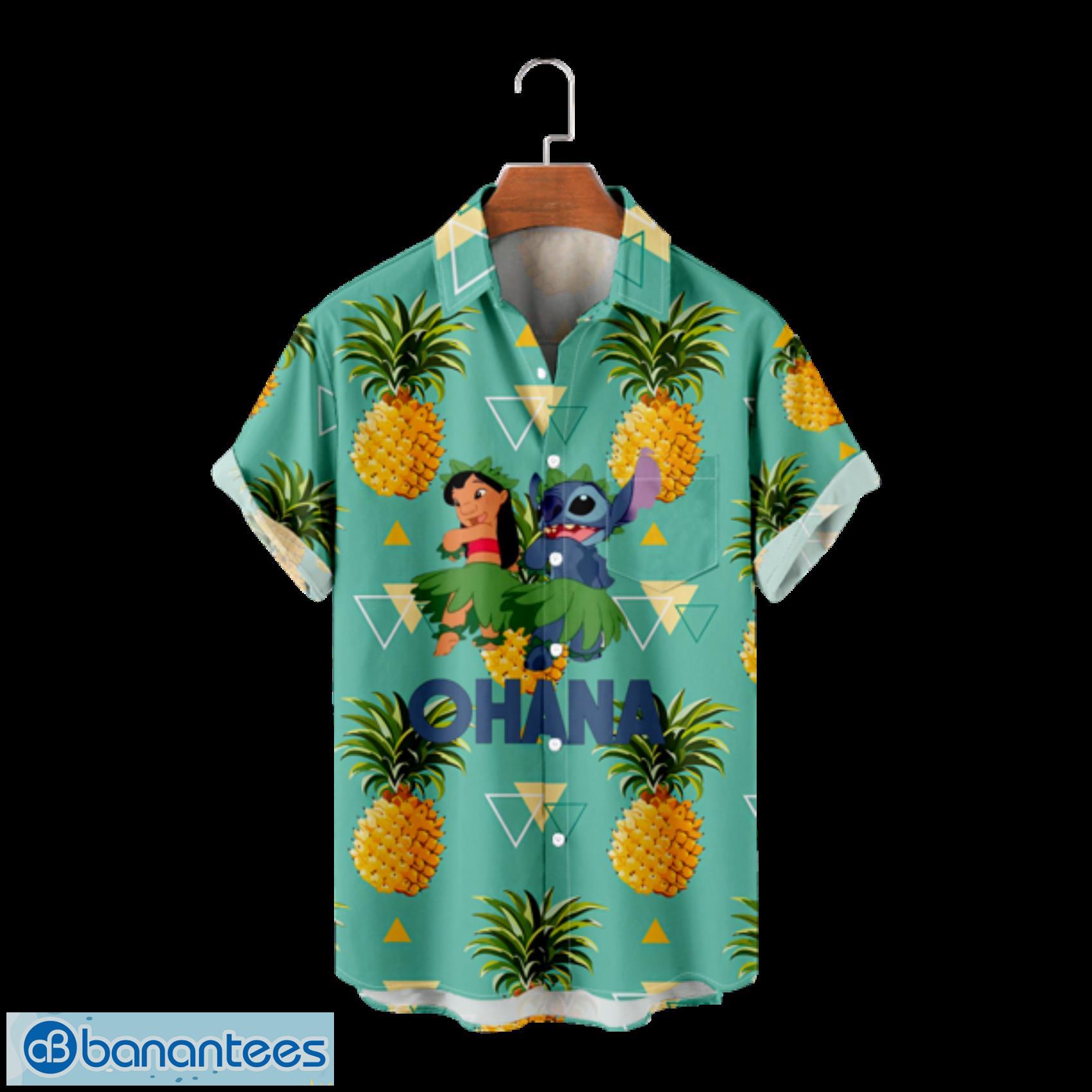 Stitch And Lilo Pineapple Tropiocal Pattern Hawaiian Shirt - Banantees