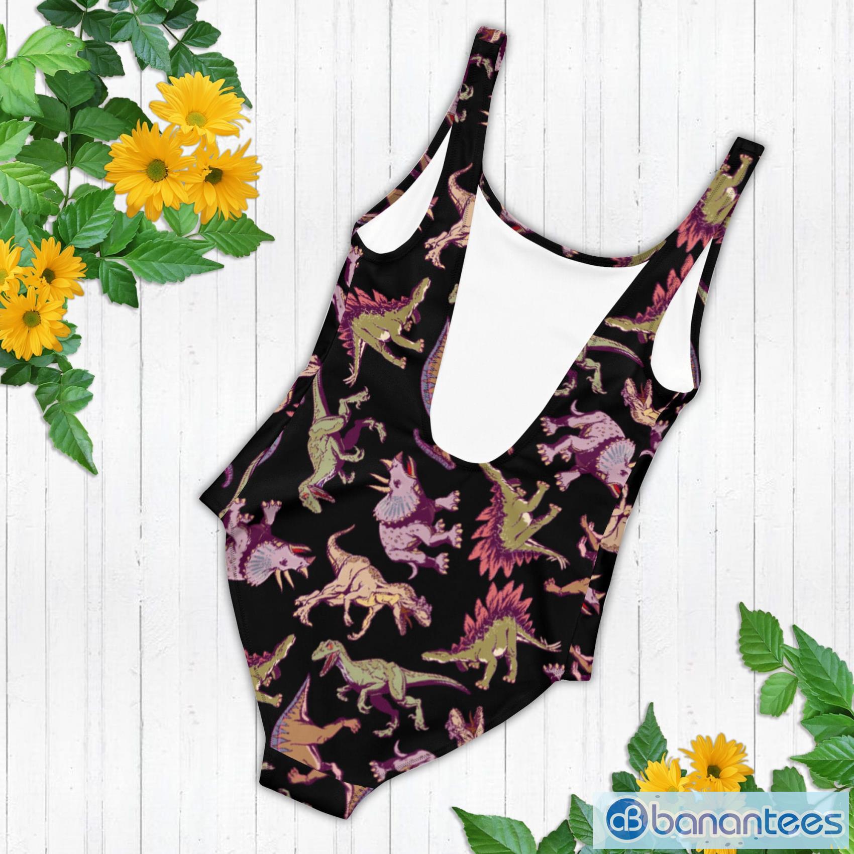 Black Dinosaur One Piece Swimsuit For Women - Banantees