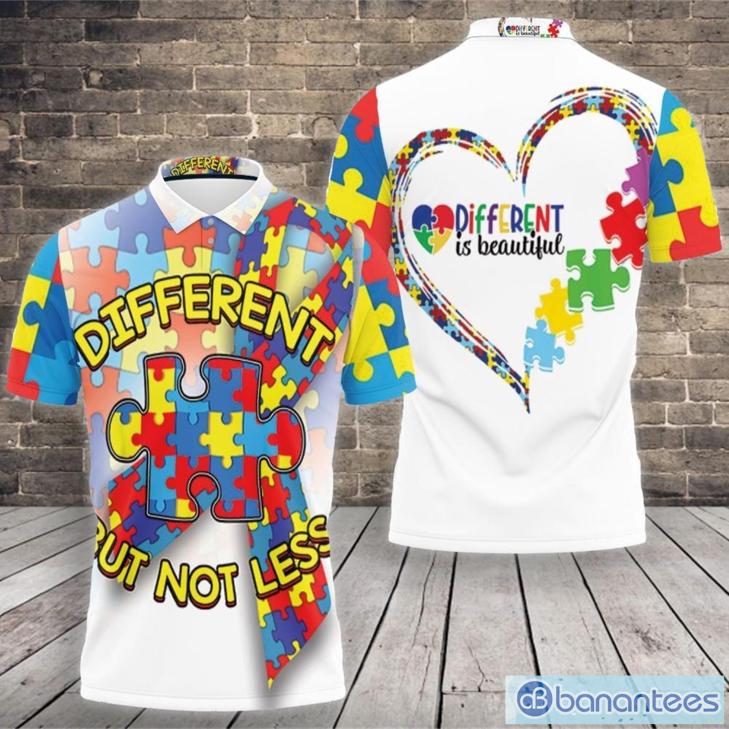 Different But Not Less Puzzle Autism Polo Shirt For Men - Banantees