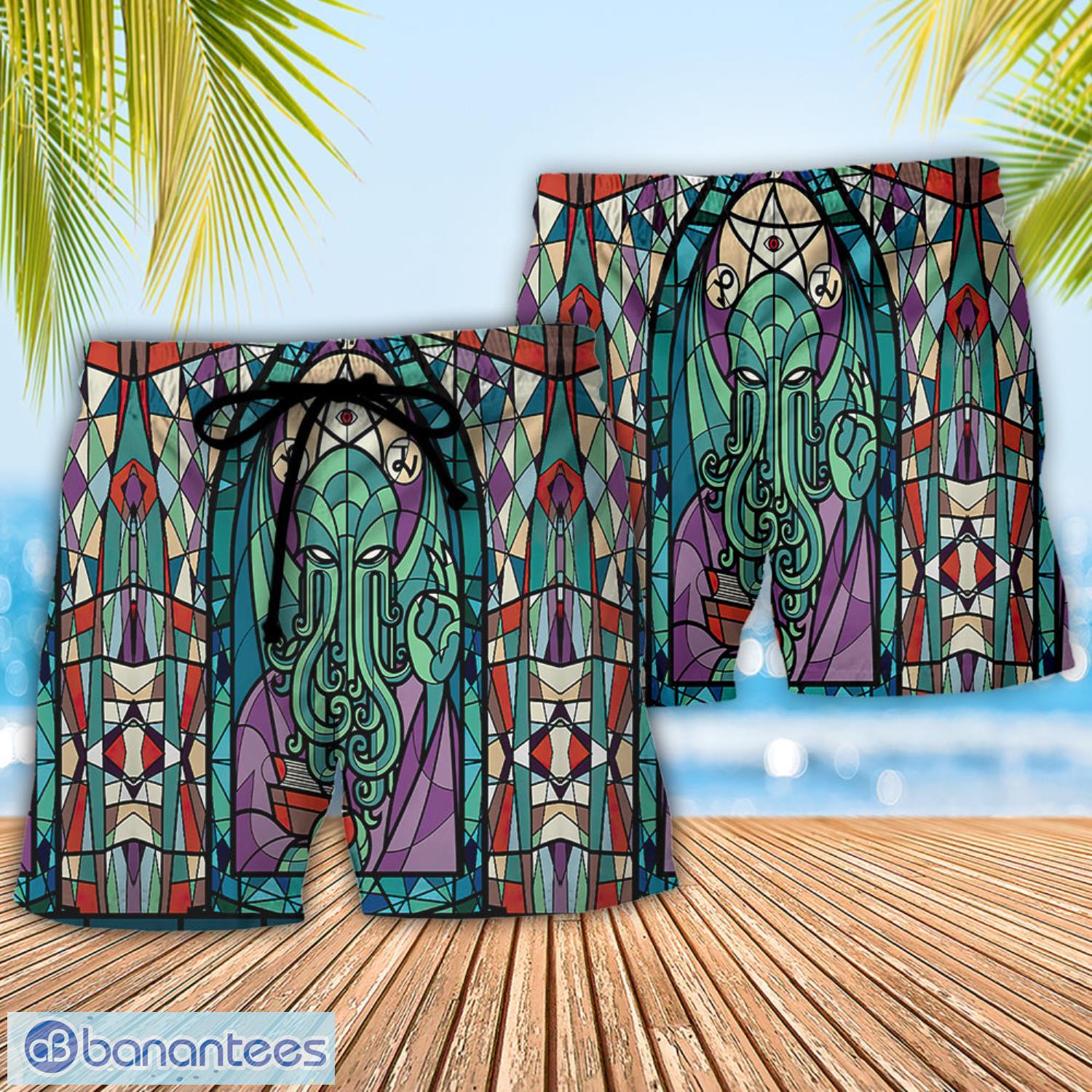 Cthulhu Church Stained Glass Summer Gift Beach Short - Banantees