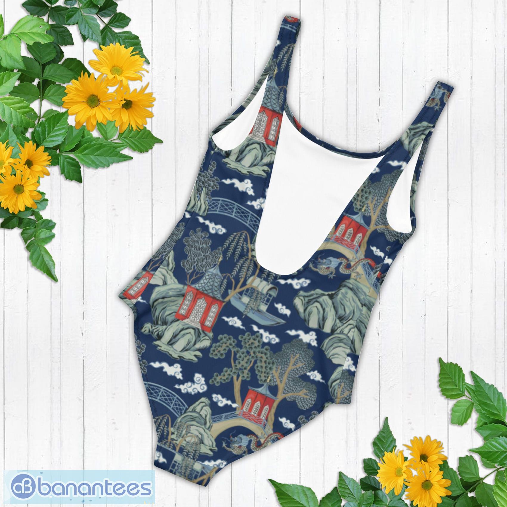 Elegant Toile One Piece Swimsuit For Women - Banantees