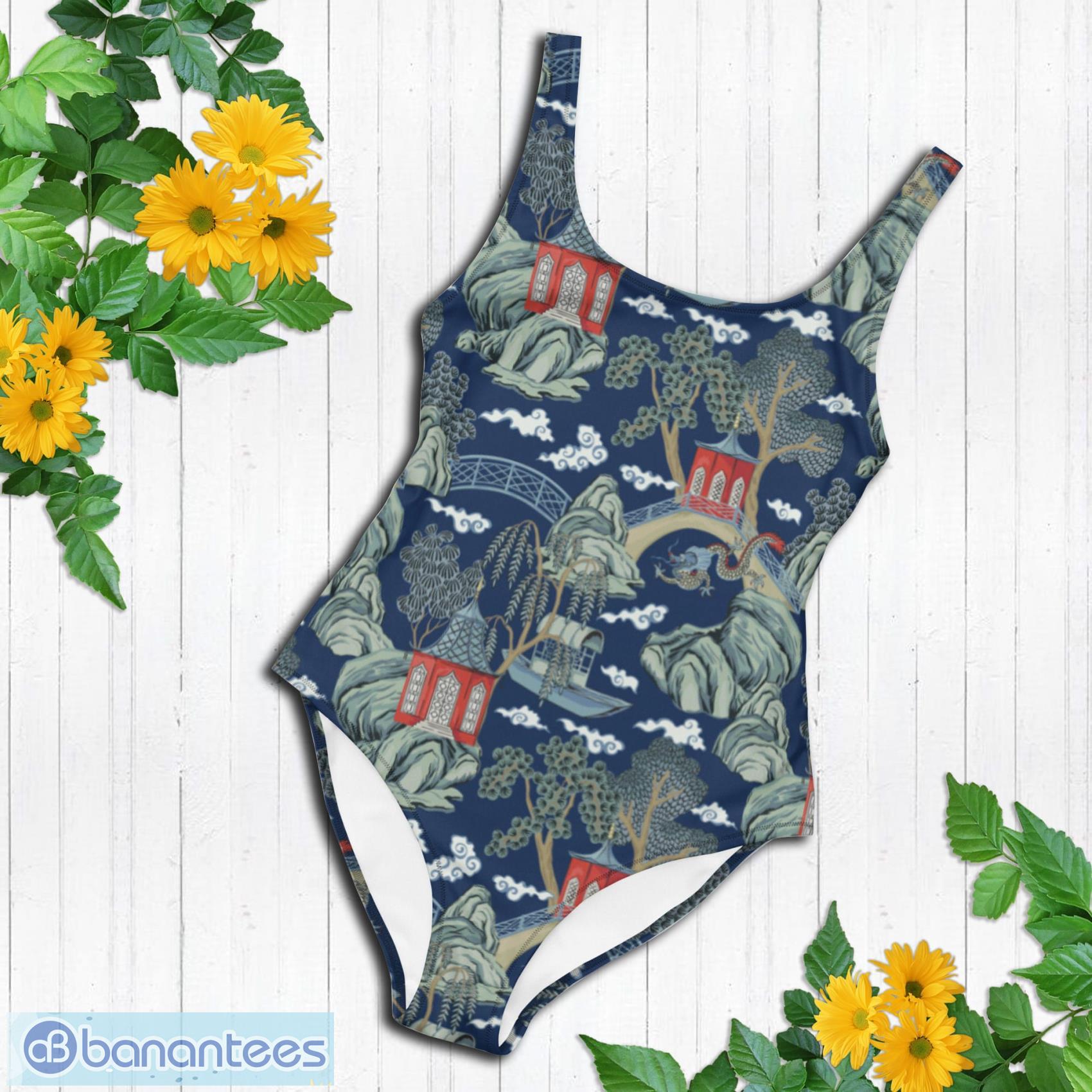 Elegant Toile One Piece Swimsuit For Women - Banantees