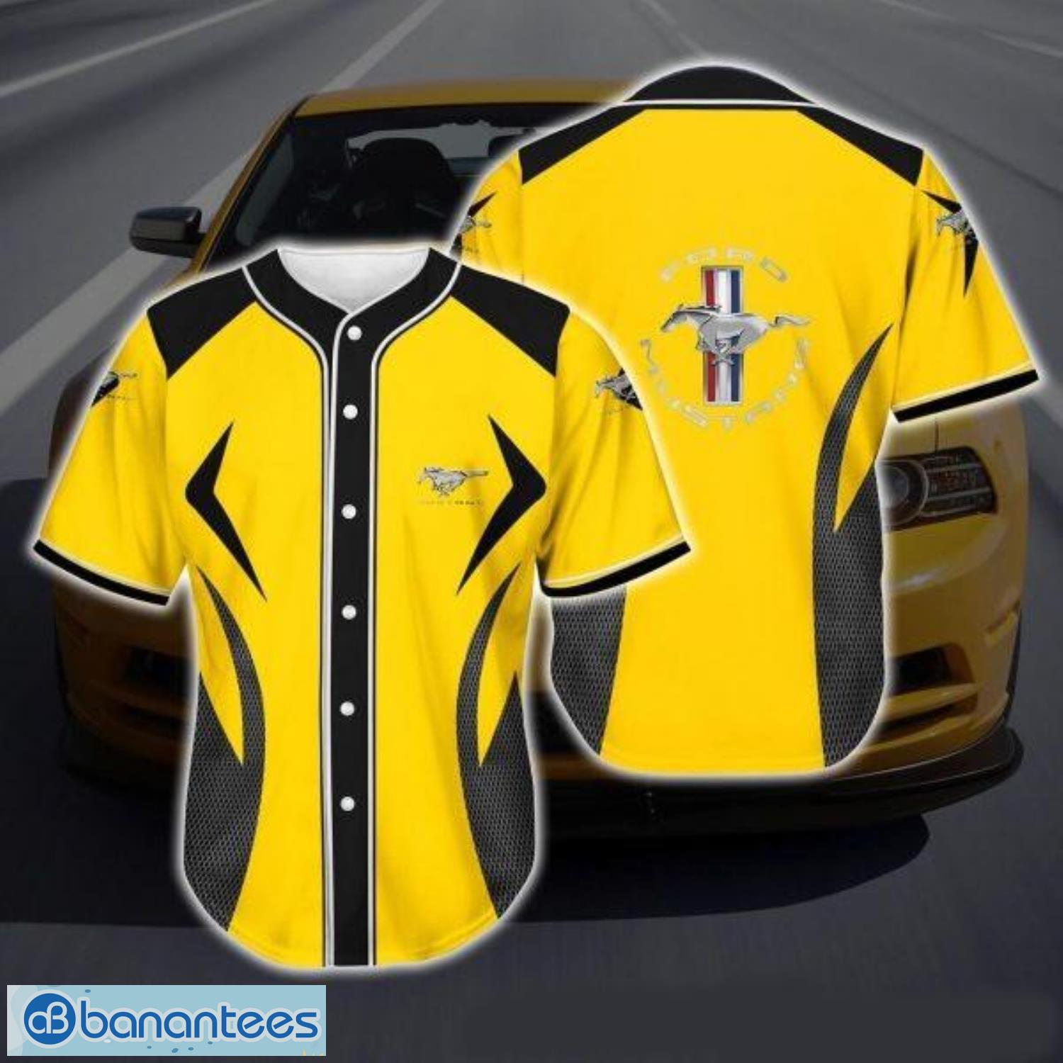 Ford Mustang Yellow Baseball Jersey Shirt - Banantees