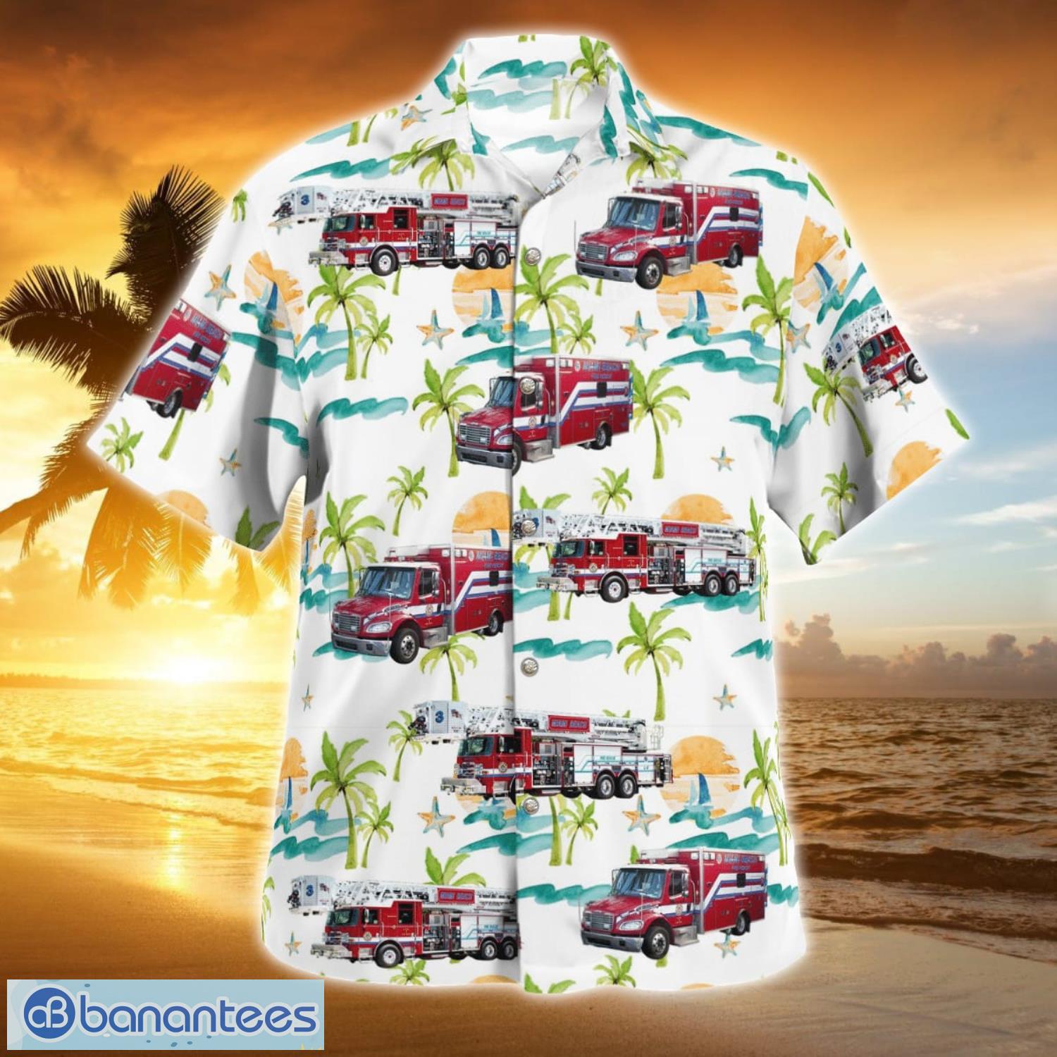 Miami Beach Florida Miami Beach Fire Department Aloha Hawaiian Shirt ...