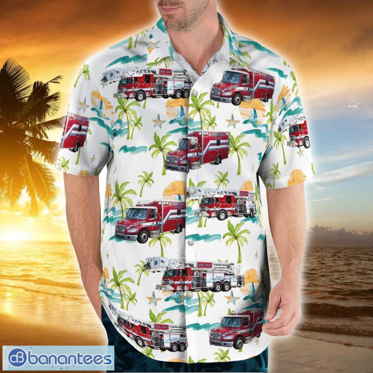 Miami Beach Florida Miami Beach Fire Department Aloha Hawaiian Shirt ...