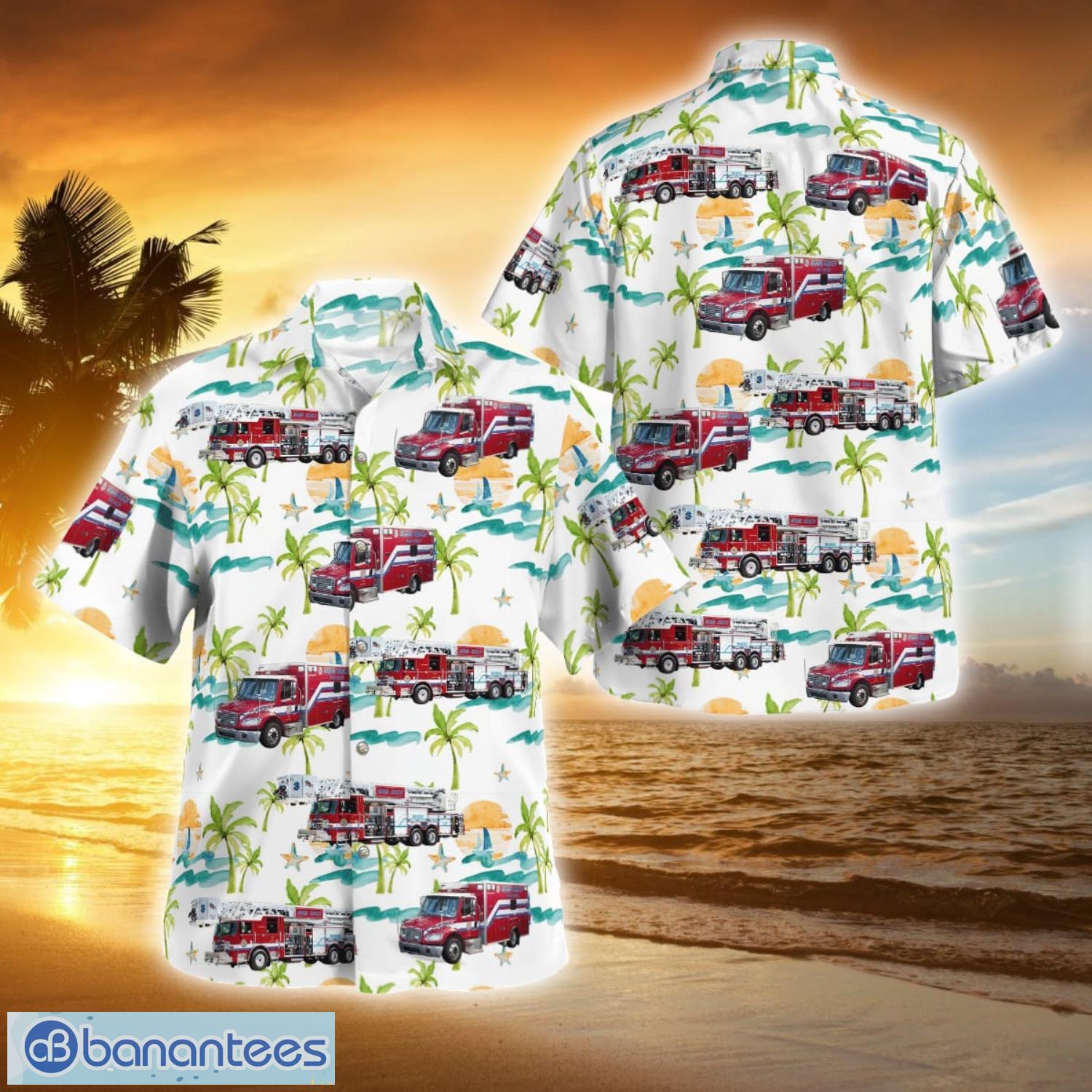 Miami Beach Florida Miami Beach Fire Department Aloha Hawaiian Shirt ...
