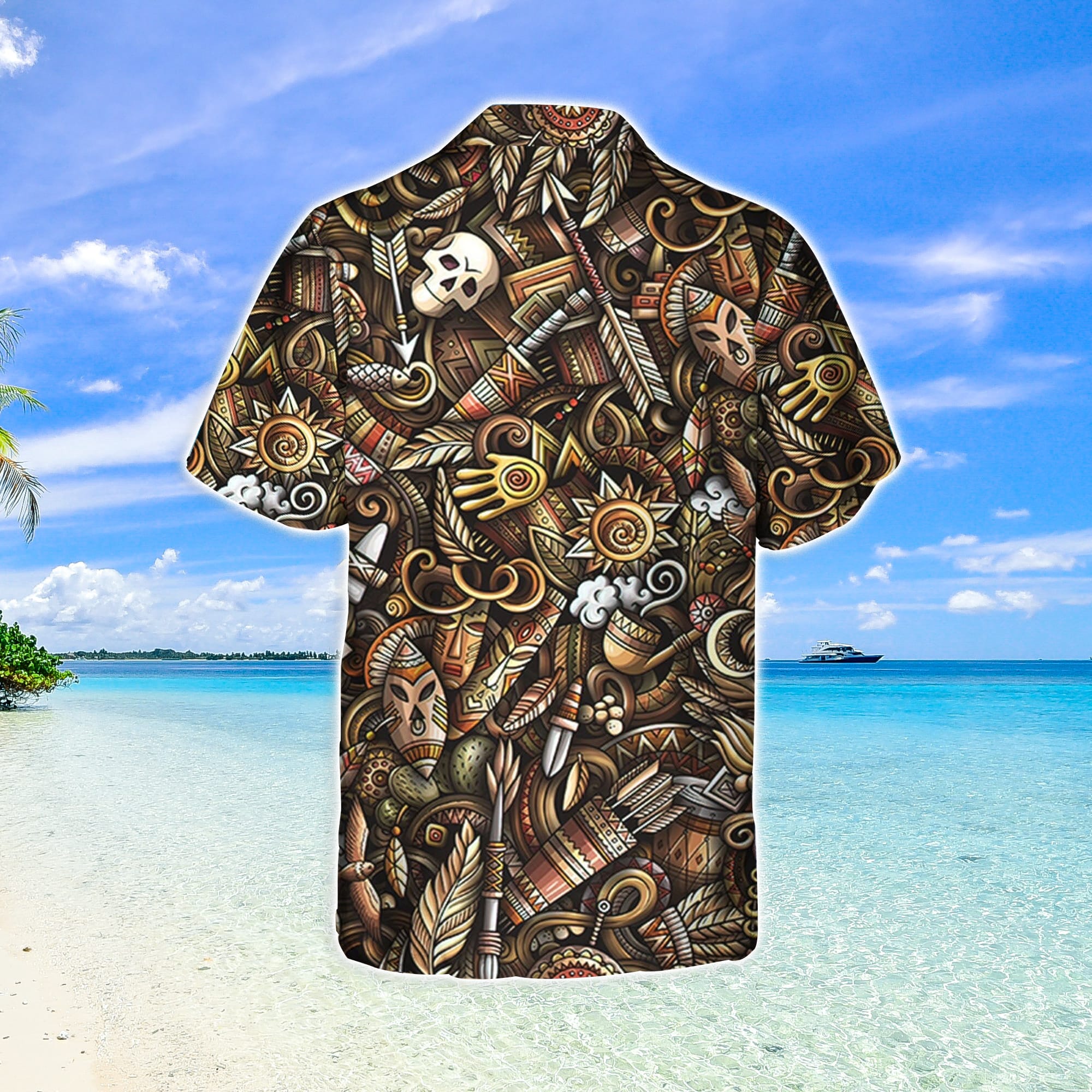Native American Cute Doodles Seamless Pattern Aloha Hawaiian Shirt And ...