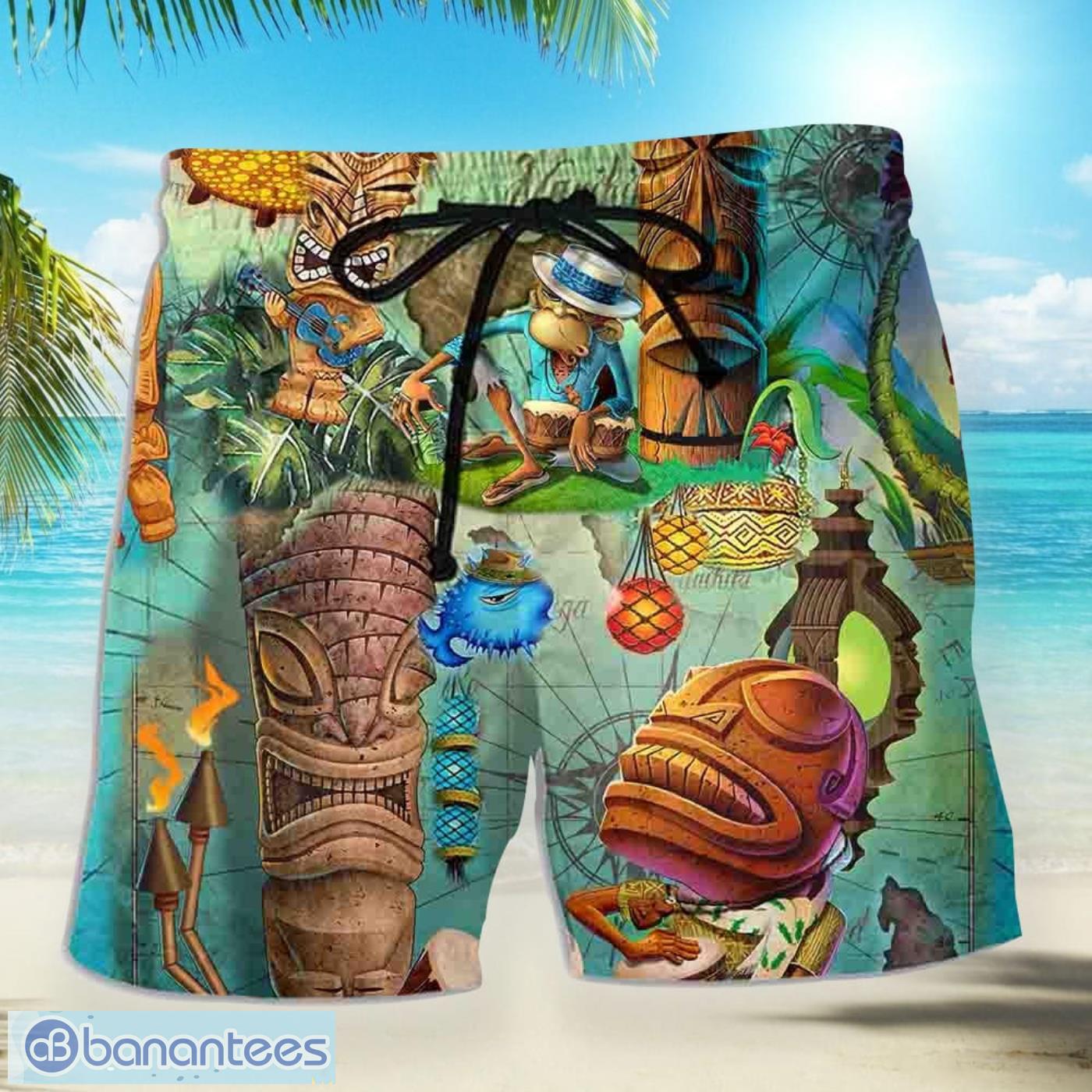 The Tiki Bar Is Open Tiki Basic Beach Short For Summer Vacation - Banantees