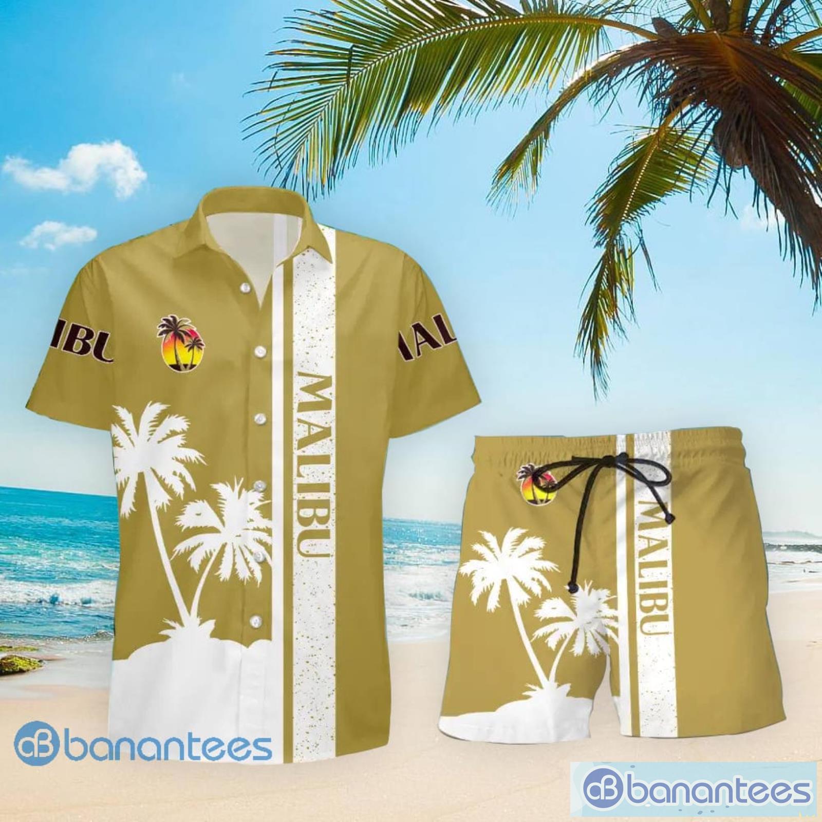 Malibu Rum Tropical Palm Tree Aloha Hawaiian Shirt And Shorts Summer ...