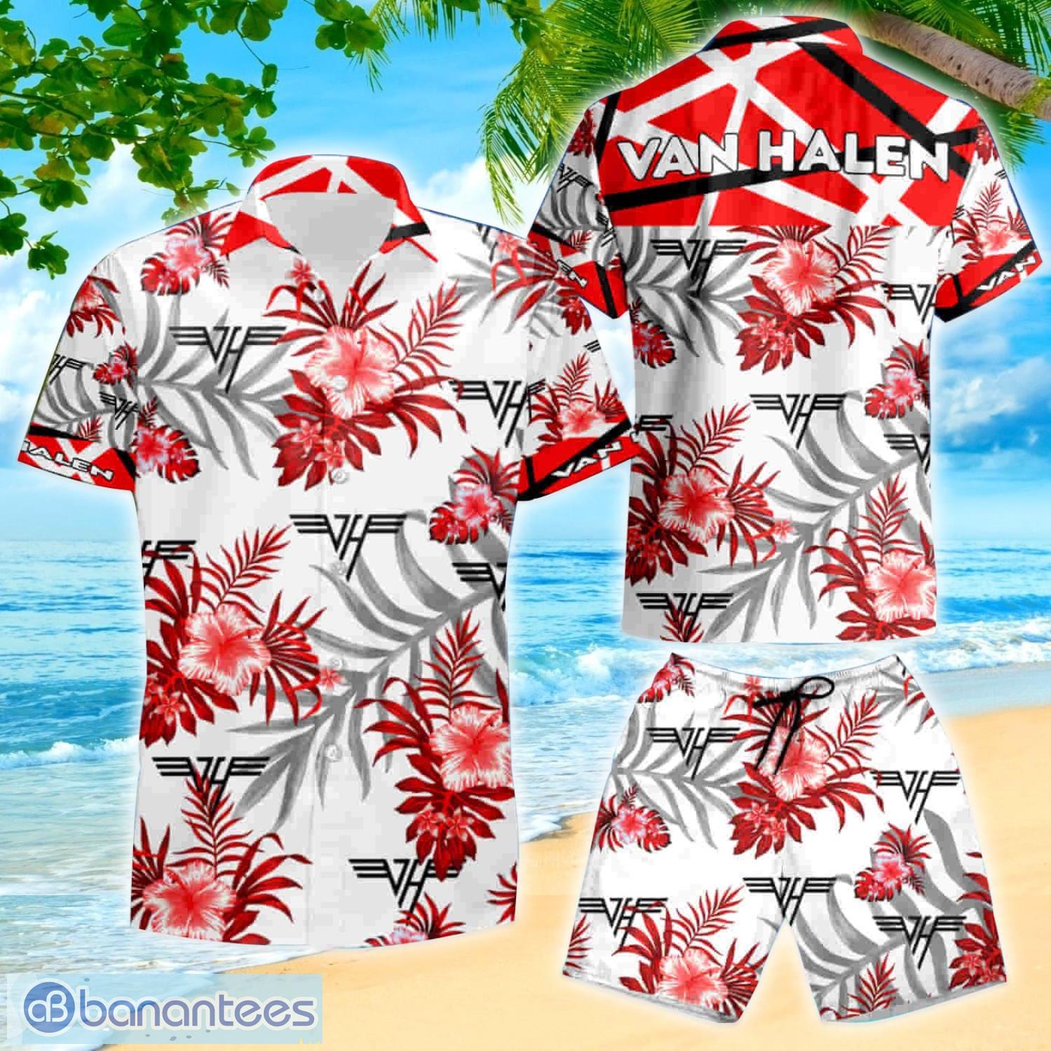 Van Halen Short Sleeve Aloha Hawaiian Shirt And Shorts Beach Gift ...