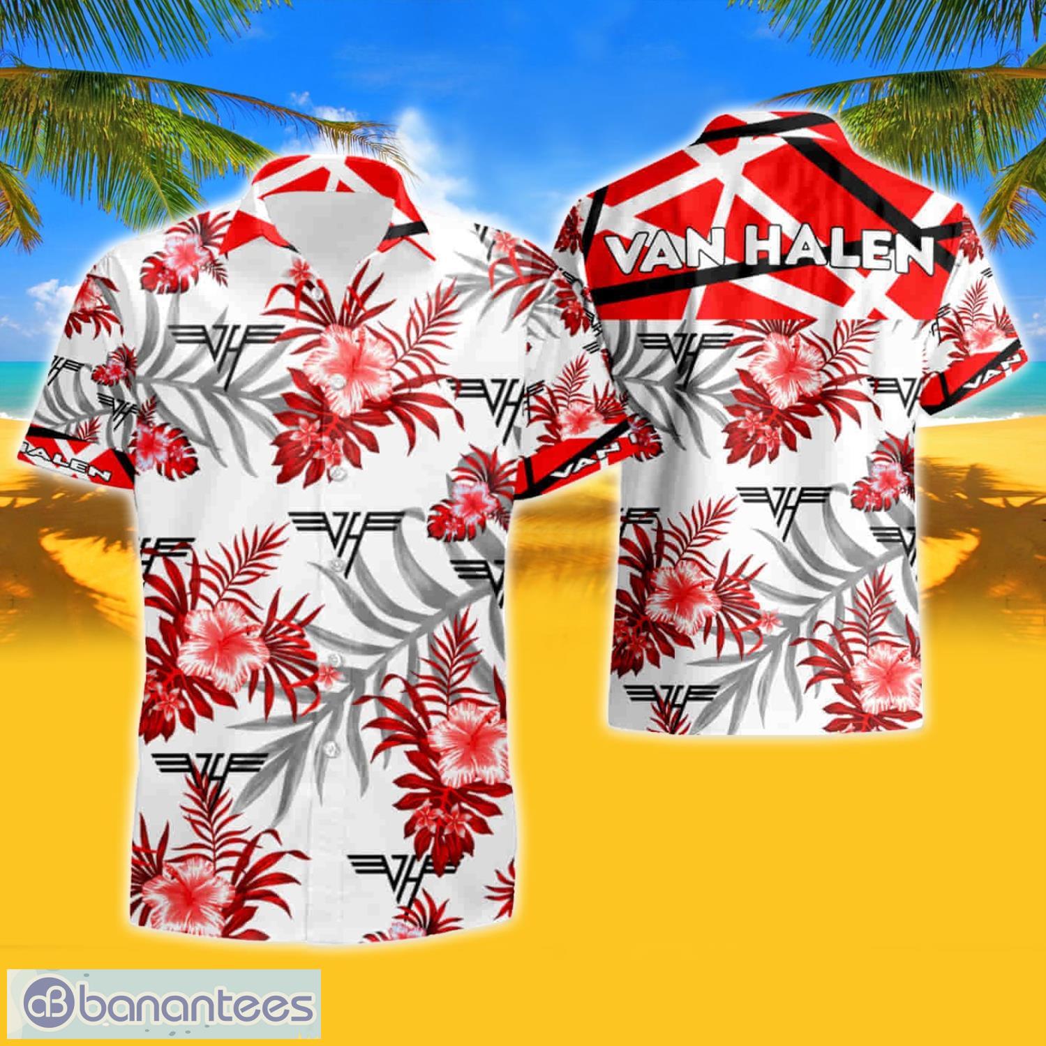 Van Halen Short Sleeve Aloha Hawaiian Shirt And Shorts Beach Gift ...