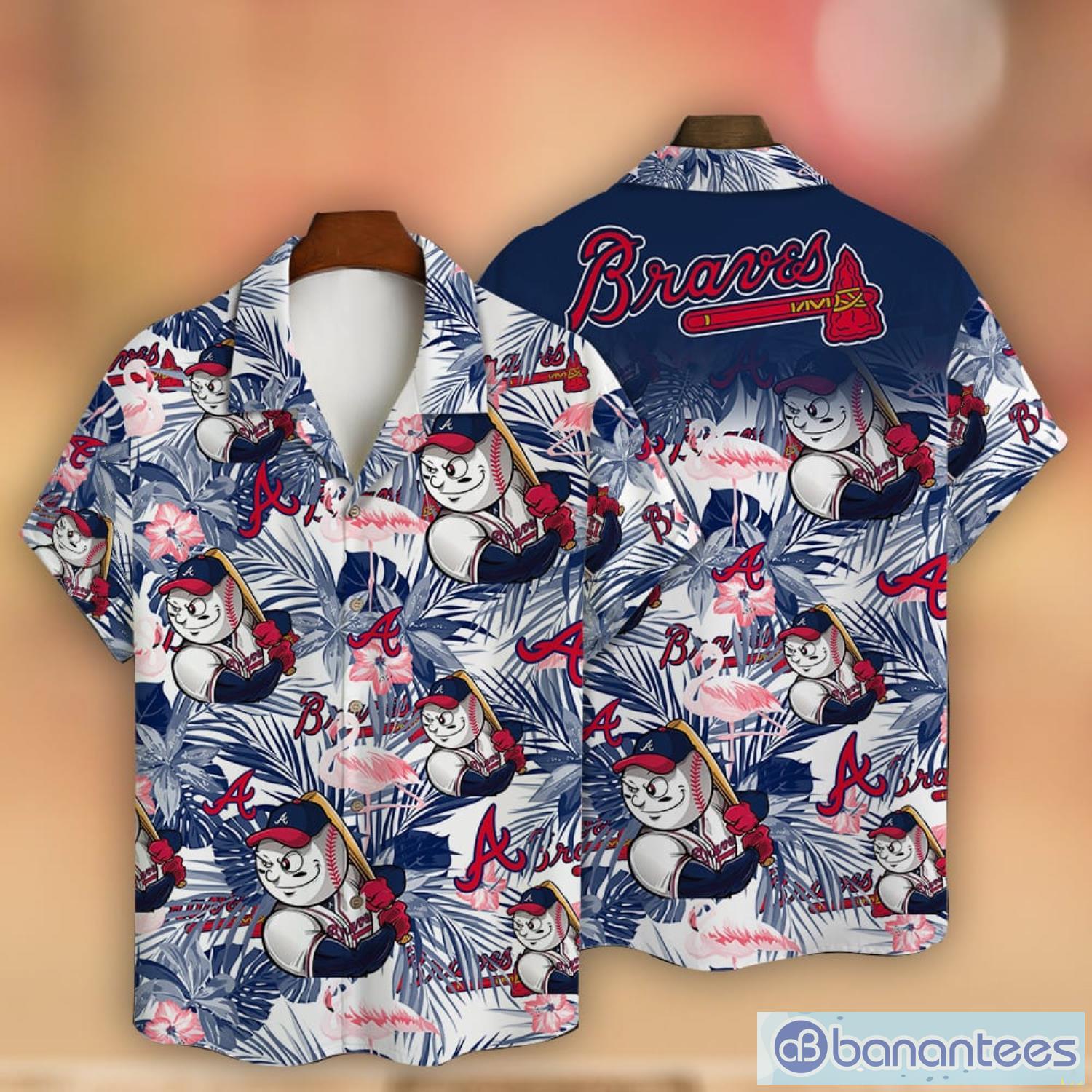 Atlanta Braves Major League Baseball Mascot And Hibiscus Pattern 3D ...