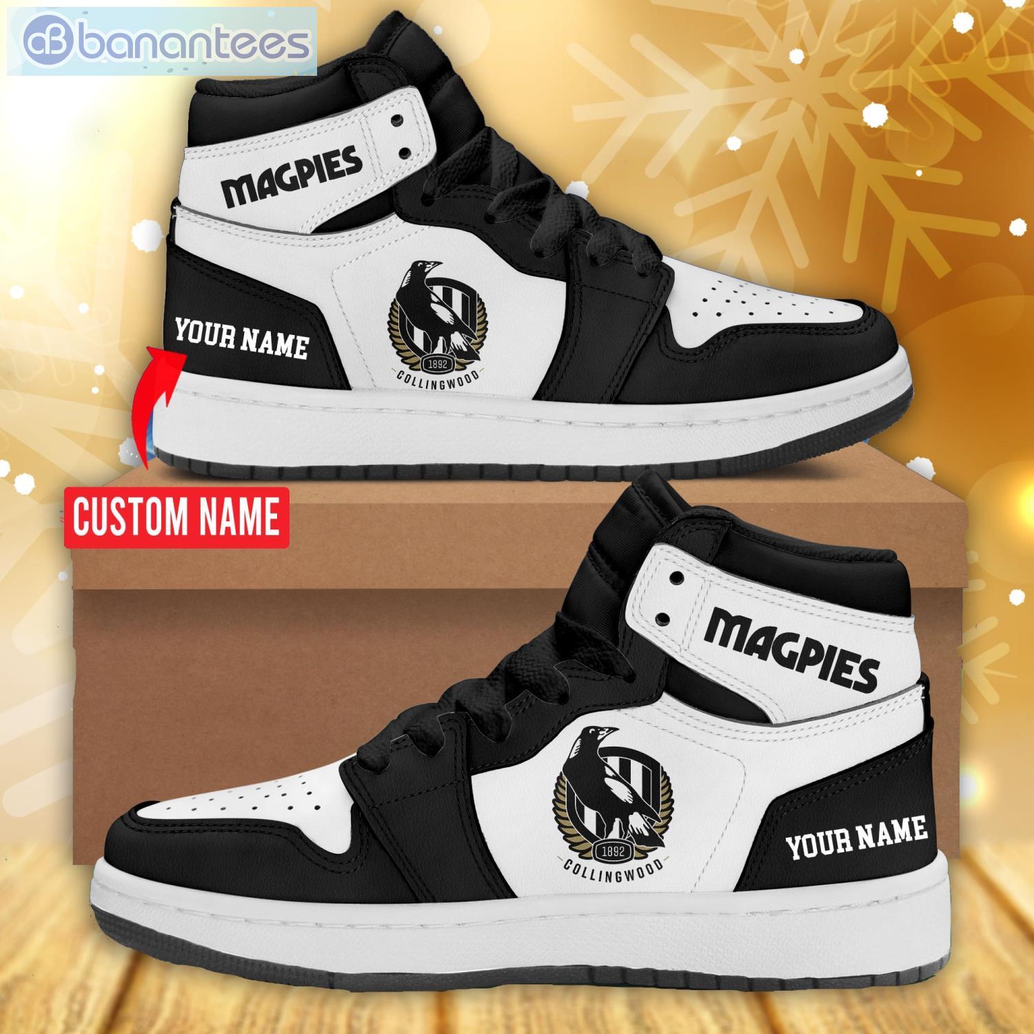 AFL Collingwood Magpies Custom Name Air Jordan Hightop Shoes - Banantees