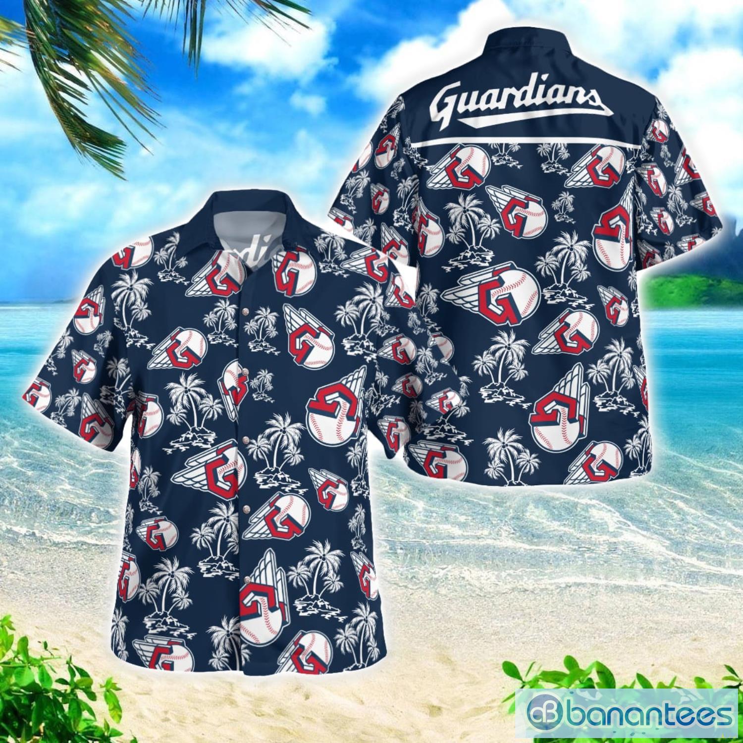 Cleveland Guardians Logo All Over printed Tropical Hawaiian Shirt For ...