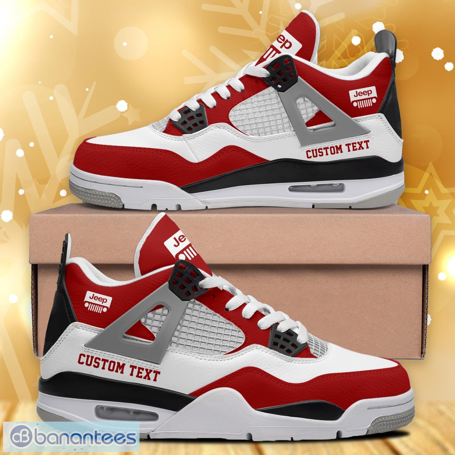 Jeep Logo Air Jordan 4 Custom Name Shoes Car Lover Sneakers - Banantees