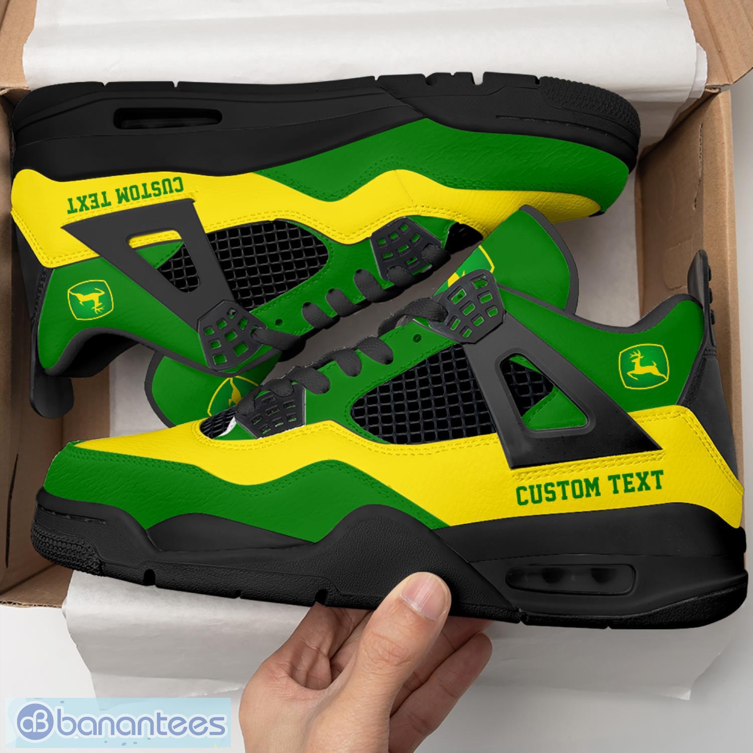 John Deere Logo Air Jordan 4 Custom Name Shoes Car Lover Sneakers ...