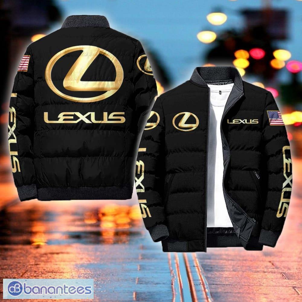Lexus Car Racing Logo Black Puffer Jacket For Men And Women - Banantees