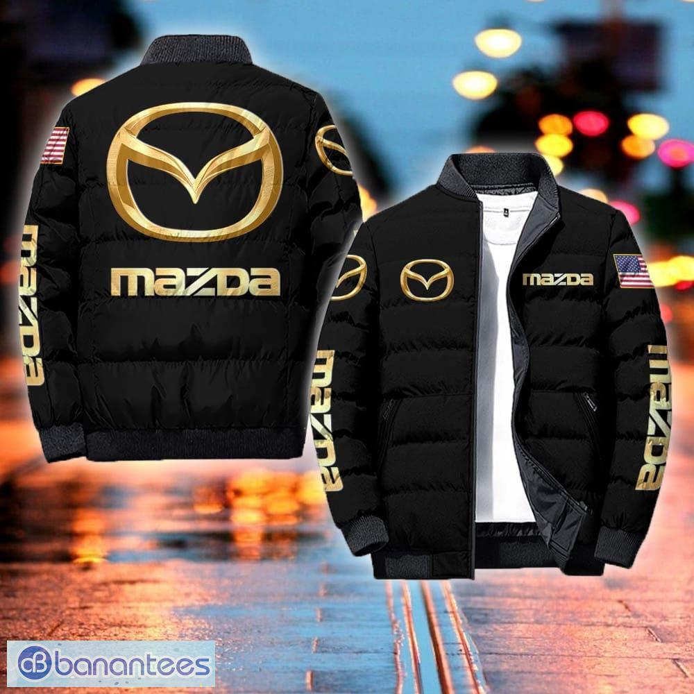 Mazda Car Racing Logo Black Puffer Jacket For Men And Women - Banantees