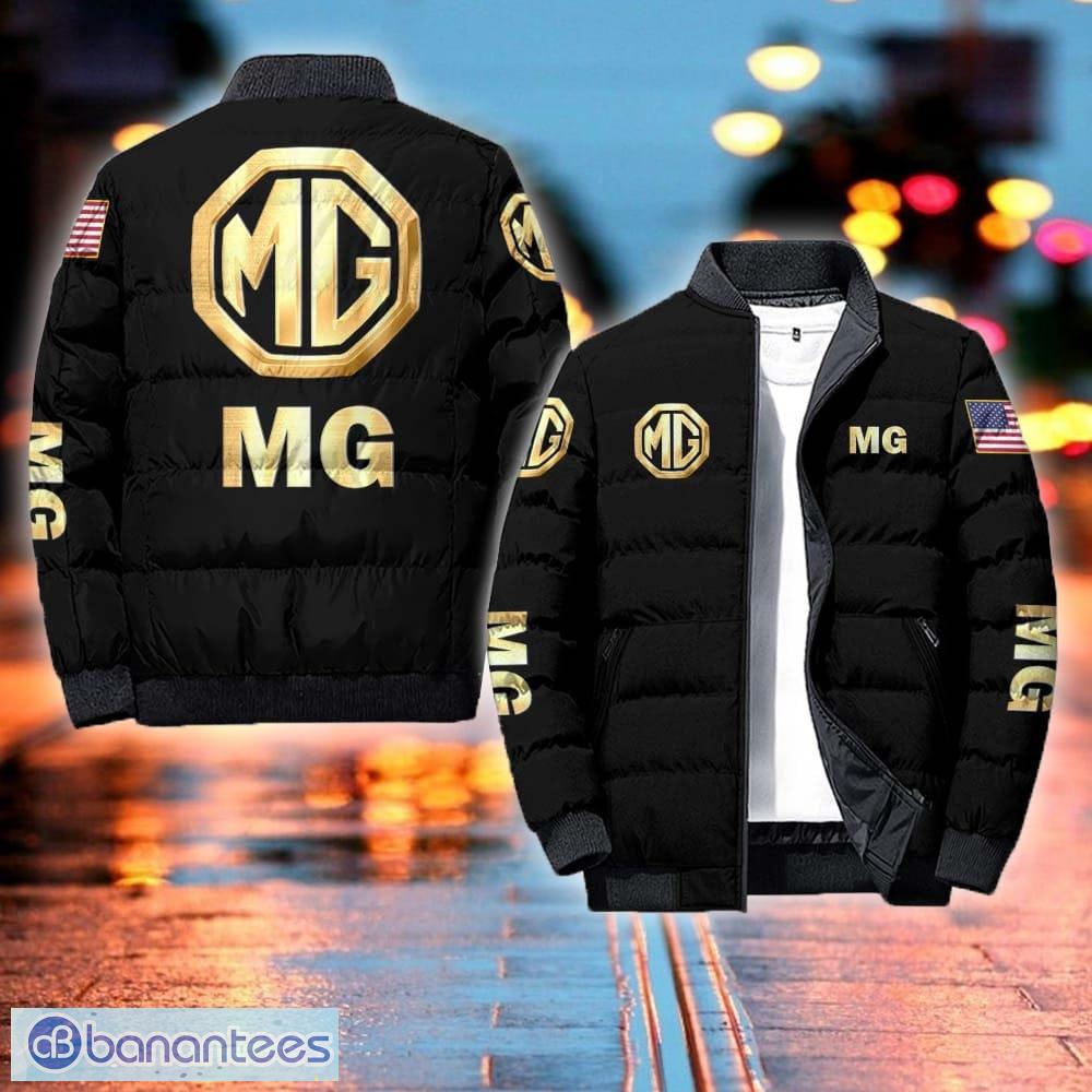 MG Car Car Racing Logo Black Puffer Jacket For Men And Women - Banantees